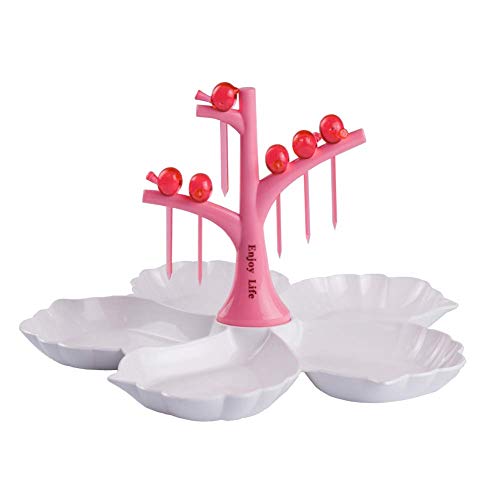 Serving Platter Tray with Bird Shape Food Picks Fruit Snakes Container