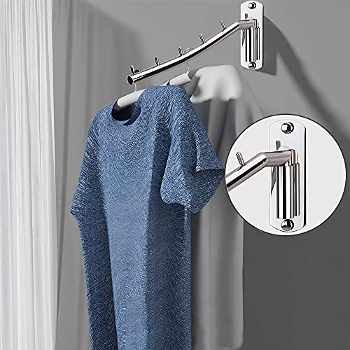 Zivisk Folding Wall Mounted Clothes Suit Hanger Rack with Swing Arm Stainless Steel Heavy Duty Coat Hook for Bathroom, Bedroom, Laundry Room - Silver