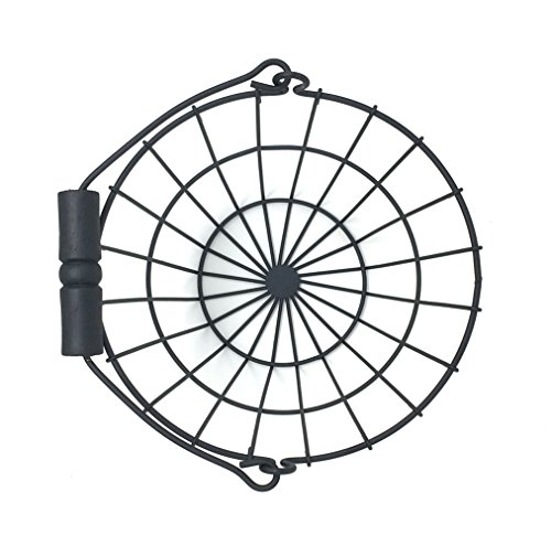 Wire Egg Basket, Round with Wood Handle, Black by EggBaskets