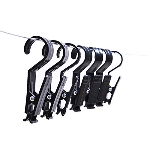 Vpang Super Strong Black Plastic Clever Clips Laundry Hooks Clothes Pins Hanging Clips for Home Office Workshop Travel, Pack of 10
