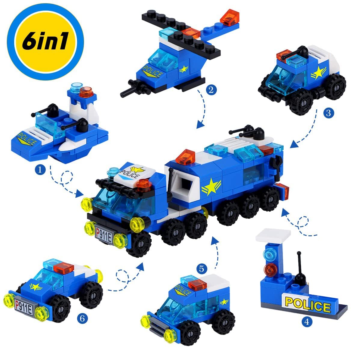 MIMAX Build-on Brick Mug with 180+ Pieces Building Blocks Toys Set for Kids Birthday (Blue-Upgrade)