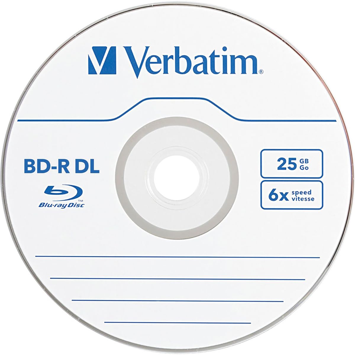 Verbatim BD-R DL 50GB 8x Double Layer Hard Coat Blu-Ray Recordable Disc, 25-Pack Spindle