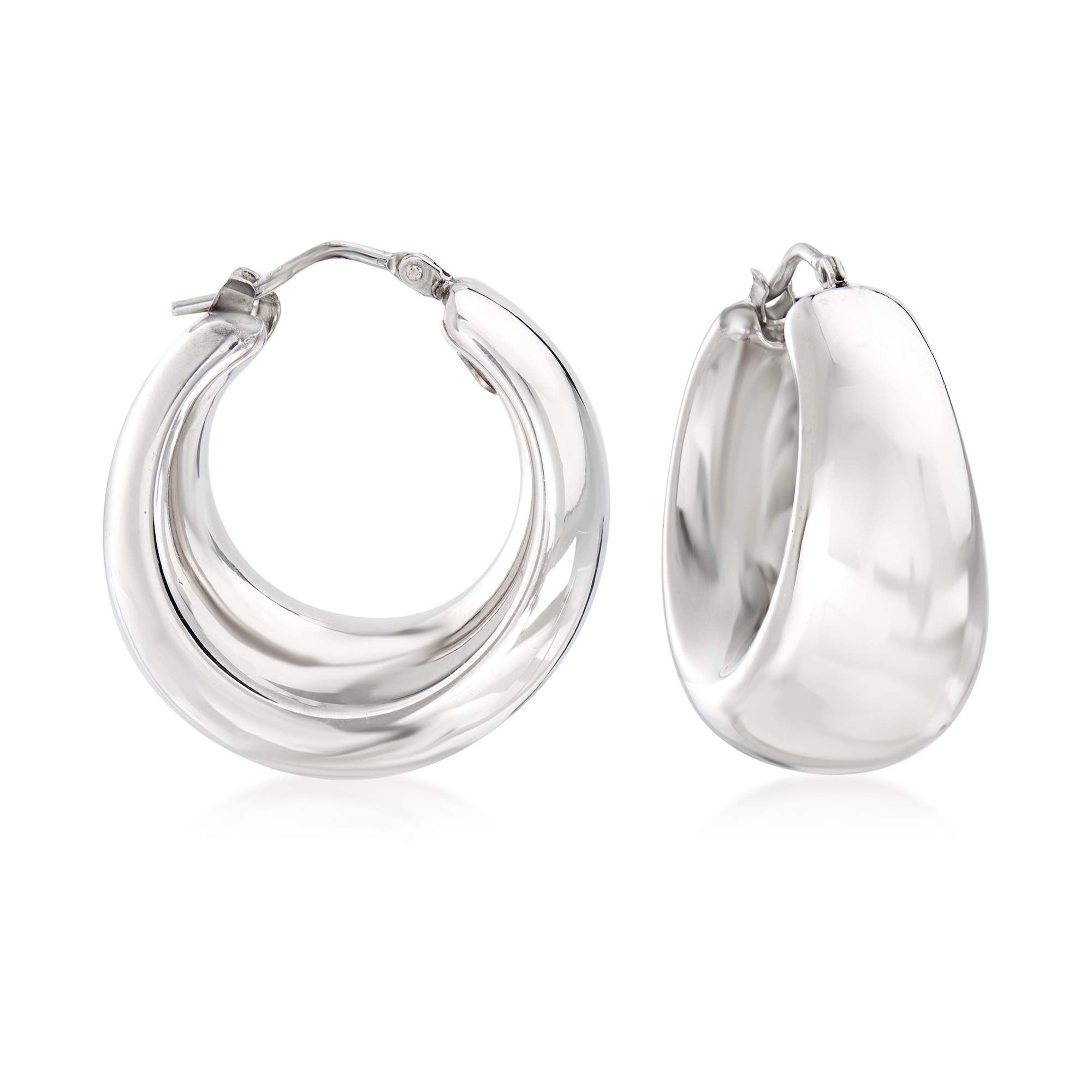 Ross-Simons Italian Sterling Silver Graduated Hoop Earrings