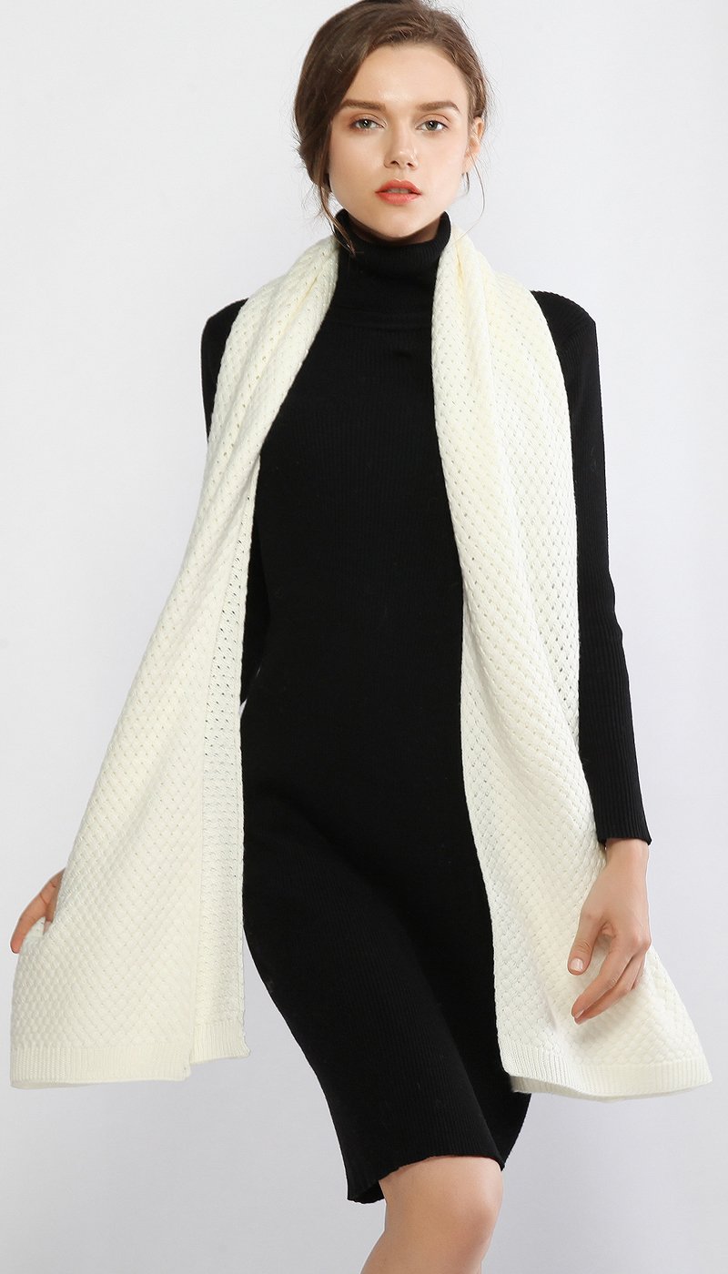 RIIQIICHY Winter Scarfs for Women Cold Weather Chunky Knit Scarf Warm Thick Ivory Scarf Long Large Oversized Scarves