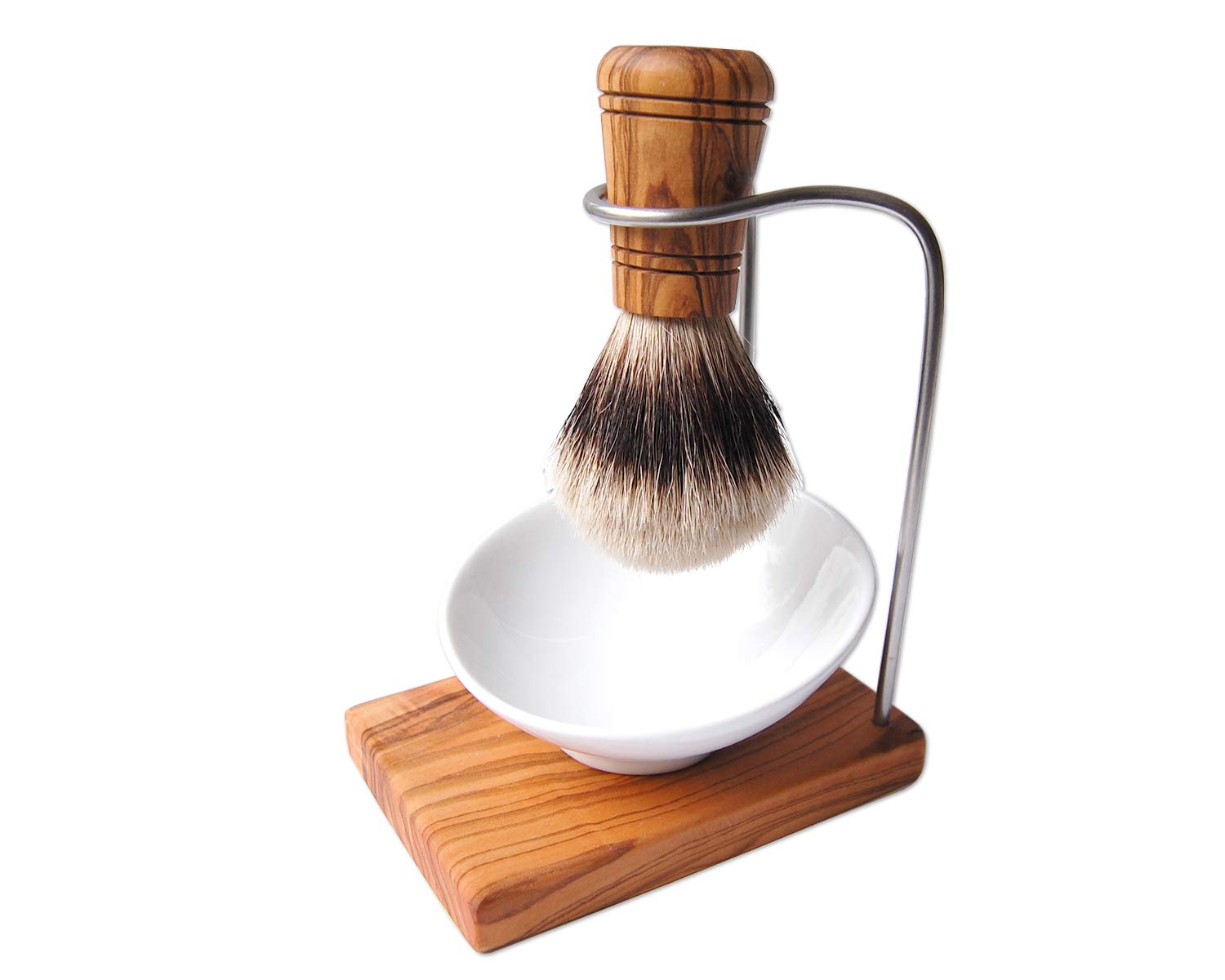 Shaving brush vegan/synthetic handle olive wood by DOM