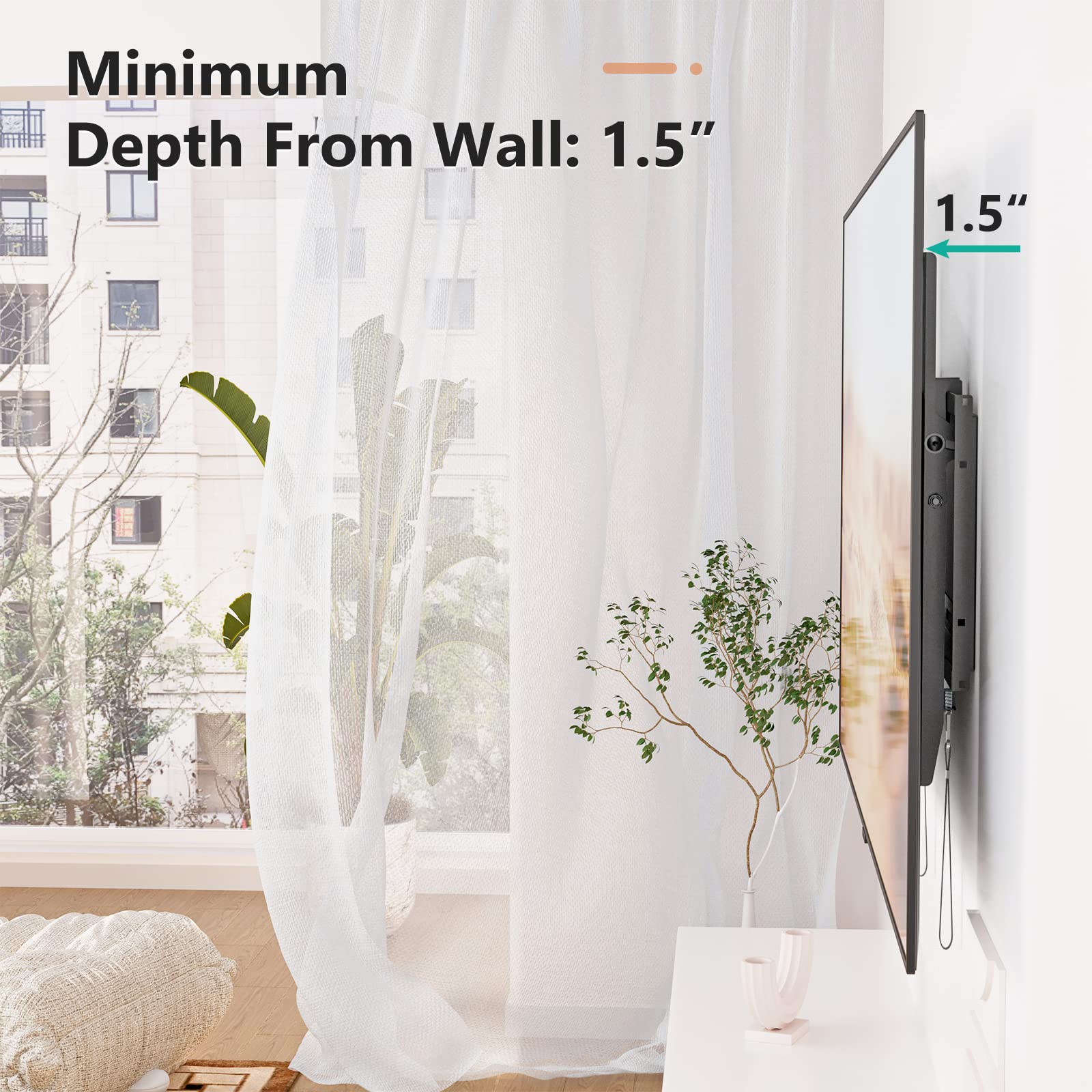 WALI Tilt TV Wall Mount Bracket for Most 26-55 inches LED, LCD, OLED Flat Screen TVs up to 99lbs with Mounting Holes 100x100mm to 400x400mm (TTM-1), Black