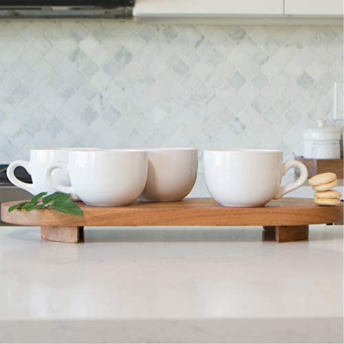 Serami 22oz White Ceramic Large Soup or Cappuccino Bowl Mugs with Thick Walls, Set of 4