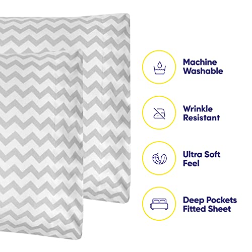 Twin Size Bed Sheets - 4 Piece 1500 Supreme Collection Fine Brushed Microfiber Deep Pocket Twin Sheet Set Bedding - 1 EXTRA PILLOW CASES, GREAT VALUE, Twin, Chevron Gray