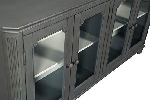 Signature Design by Ashley Mirimyn Vintage 68" 4-Door Accent Cabinet with Mirrored Glass and 2 Adjustable Shelves, Gray