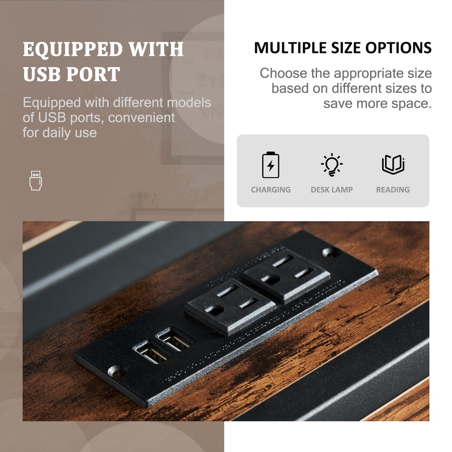 Ljirnt Queen Size Bed Frame, Platform Bed Frame with 2-Tier Storage Headboard and Power Outlets, USB Ports Charging Station, Easy Assembly, No Box Spring Needed (Brown)