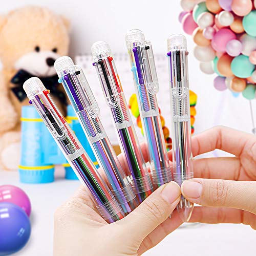 SMTTW 4 Pack 0.5mm 6-in-1 Multicolor Ballpoint Pen - Best for Smooth Writing-Retractable Ballpoint Pens for Office School Supplies Students Children Unique Gifts
