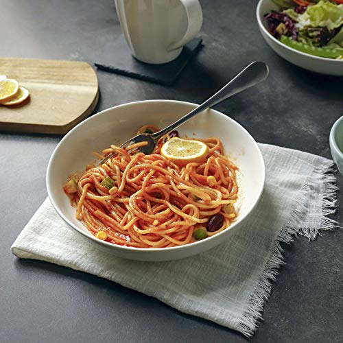 Sweese Pasta Bowls, 22 Ounce Salad White Serving Bowls Set of 6, 7.6 Inch Porcelain Plates, No. 112.001