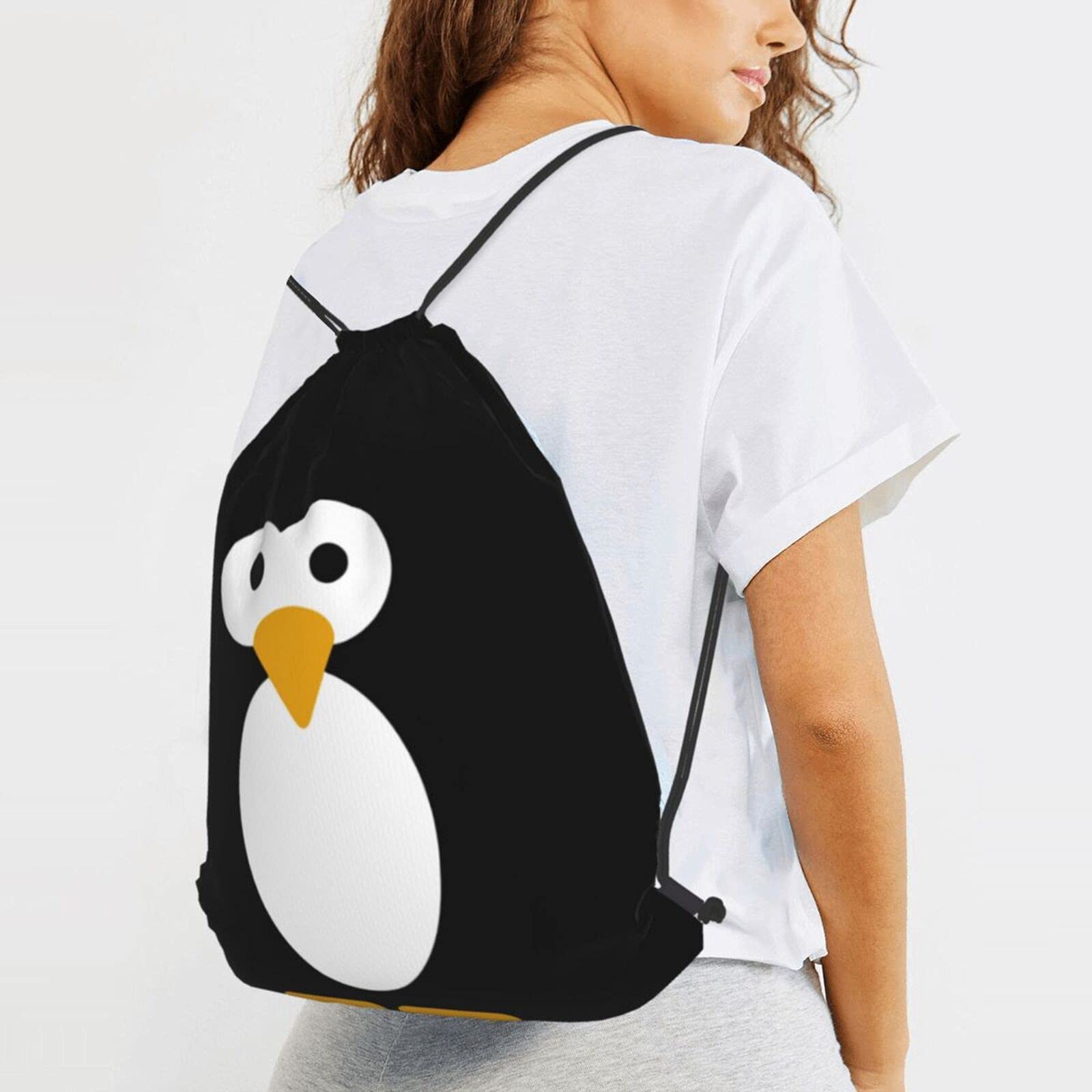TumzfhQ Drawstring Gym Backpack for Men Women Penguin Pattern Lightweight String Bag Sackpack Workout Bag Use for School Traveling Sport Yoga Shopping Beach