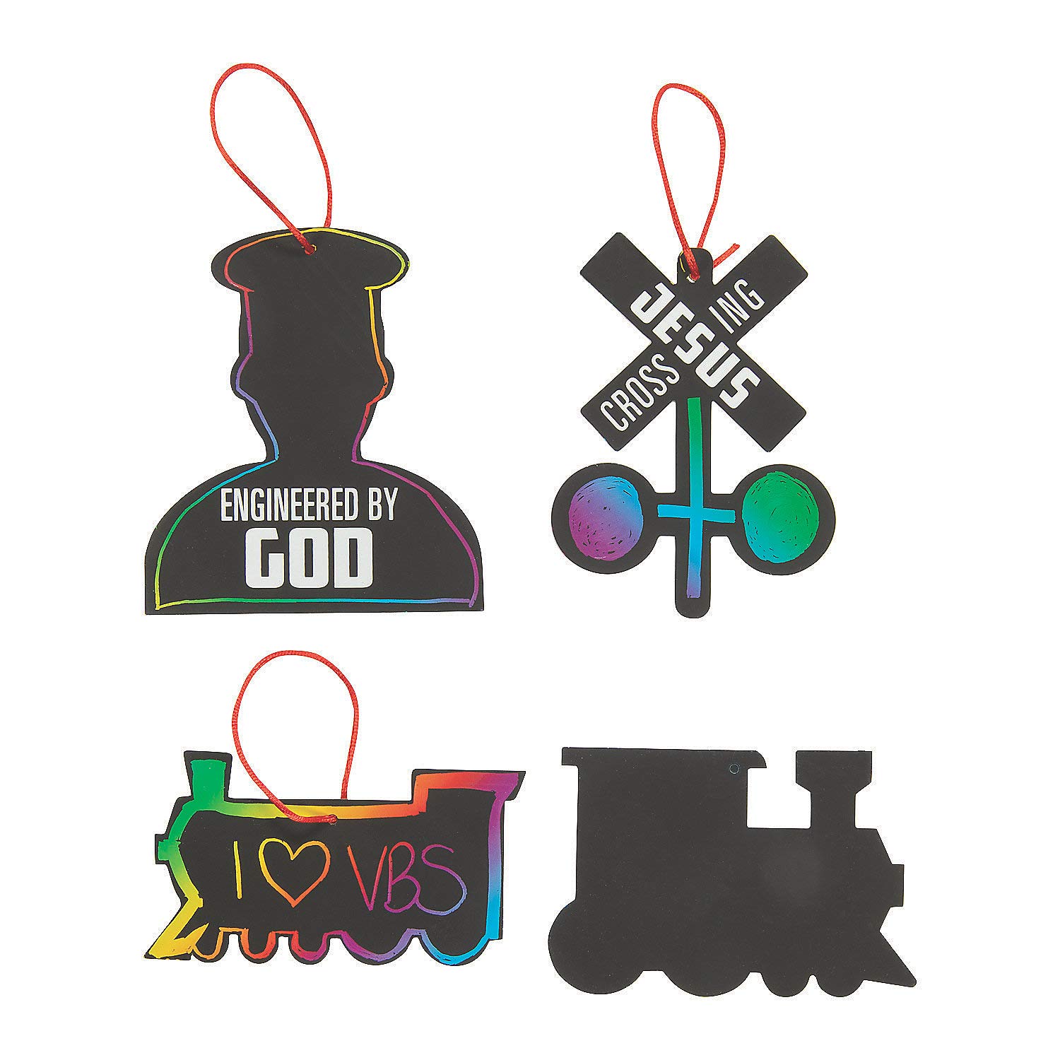 Fun Express Railroad VBS Magic Scratch Ornaments - Set of 24 - Religous Crafts for Kids