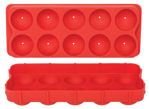 HIC Kitchen Cannonball Silicone Ice Cube Tray, European-Grade, Non-Stick, Makes 10 Large Ice Balls