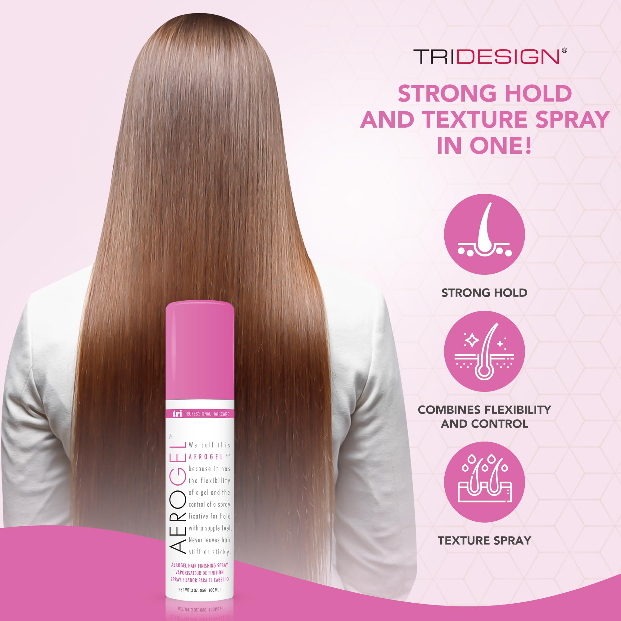 TRI Design Aerogel Hairspray - Extra Hold, Free & Clear Hairspray for Men and Women, Volume Fixer & Non-Sticky Essentials, Flexible Hold Bottle, Scented - (3oz, Pack of 1)