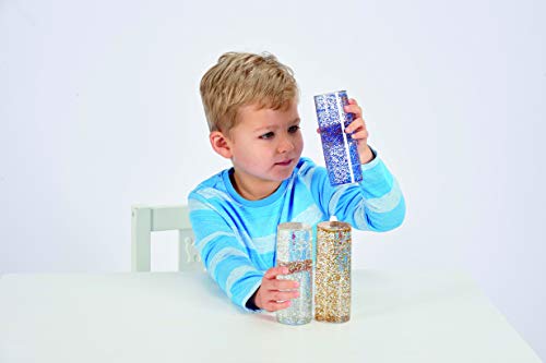 TickiT Sensory Glitter Storm - Set of 3 - Blue, Silver, Gold - Calming Glitter Tubes for Stress and Anxiety Relief - Encourage Focus and Concentration - Special Needs Toy