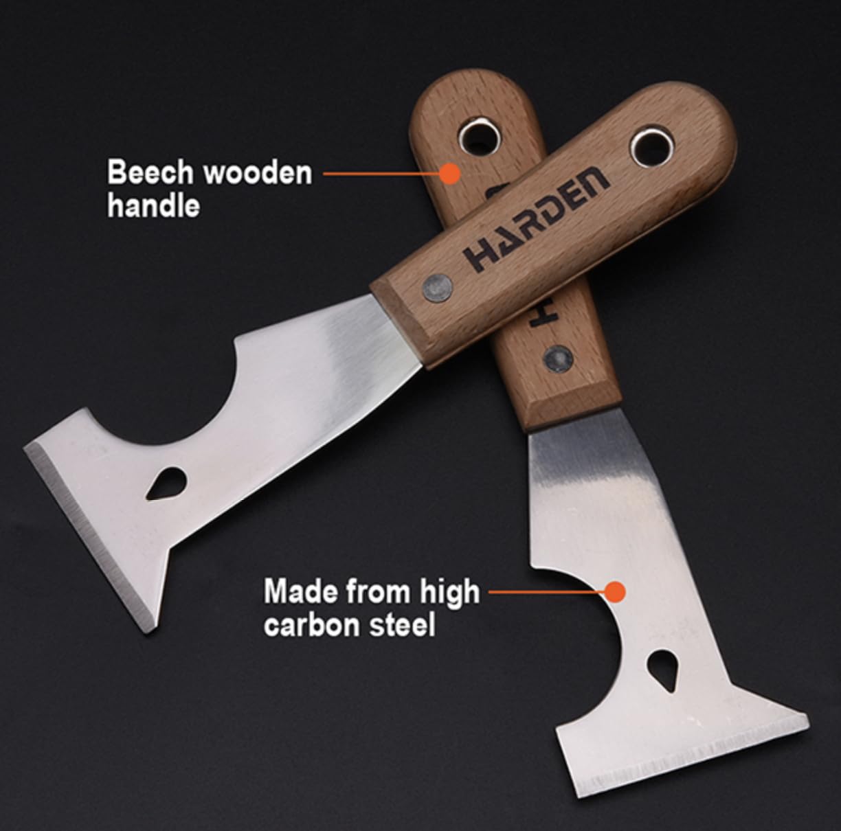Edward Tools Pro 6 in 1 Painters Tool - Putty, Paint, Wallpaper Scraper - Nail Lifter, Paint Can Opener, Paint Roller Cleaner, Spackle - Putty Knife Multi Tool - Mirror Polished Carbon Steel