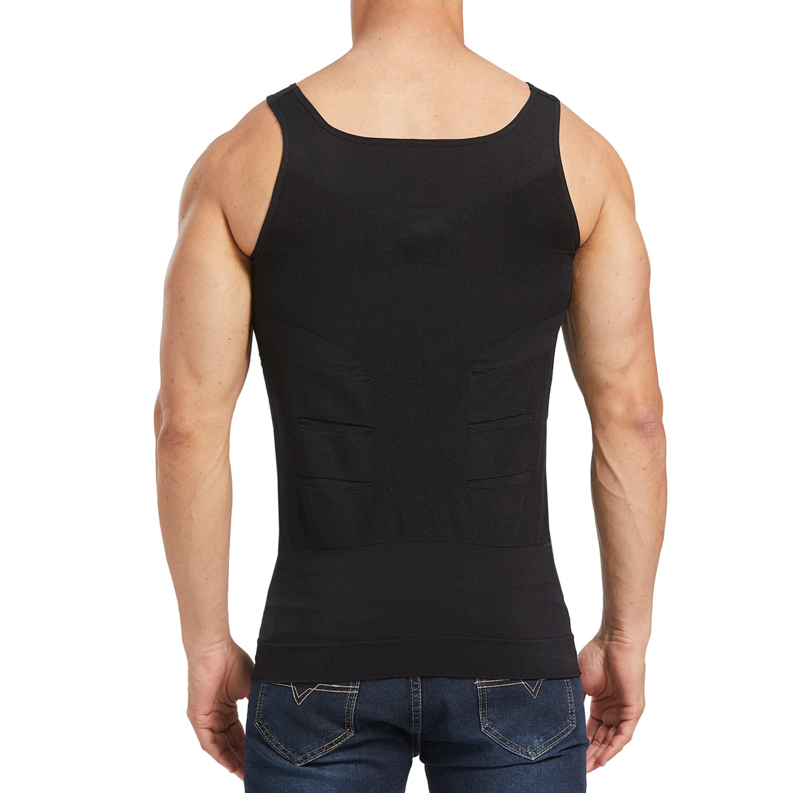 Aptoco Compression Shirts for Men,3 Pack Sleeveless Undershirt Body Shaper Vest Tank Top Mens Gynecomastia