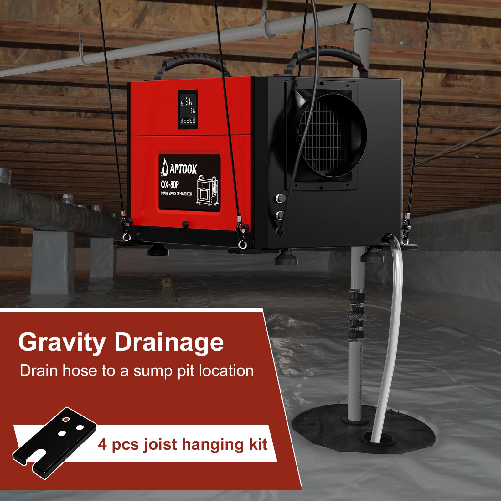 APTOOK 140 Pint Commercial Dehumidifier, Crawl Space Dehumidifier with drain Hose for Basements, Flood Repair Water Damage Restoration, Auto Defrost, Memory Starting