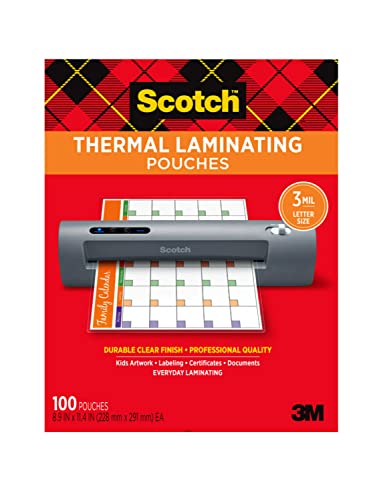 Scotch Thermal Laminating Pouches, 200- Count, 8.9 x 11.4'' & Thermal Laminating Pouches, 100-Pack, Clear & Thermal Laminating Pouches, 100 Count-Pack