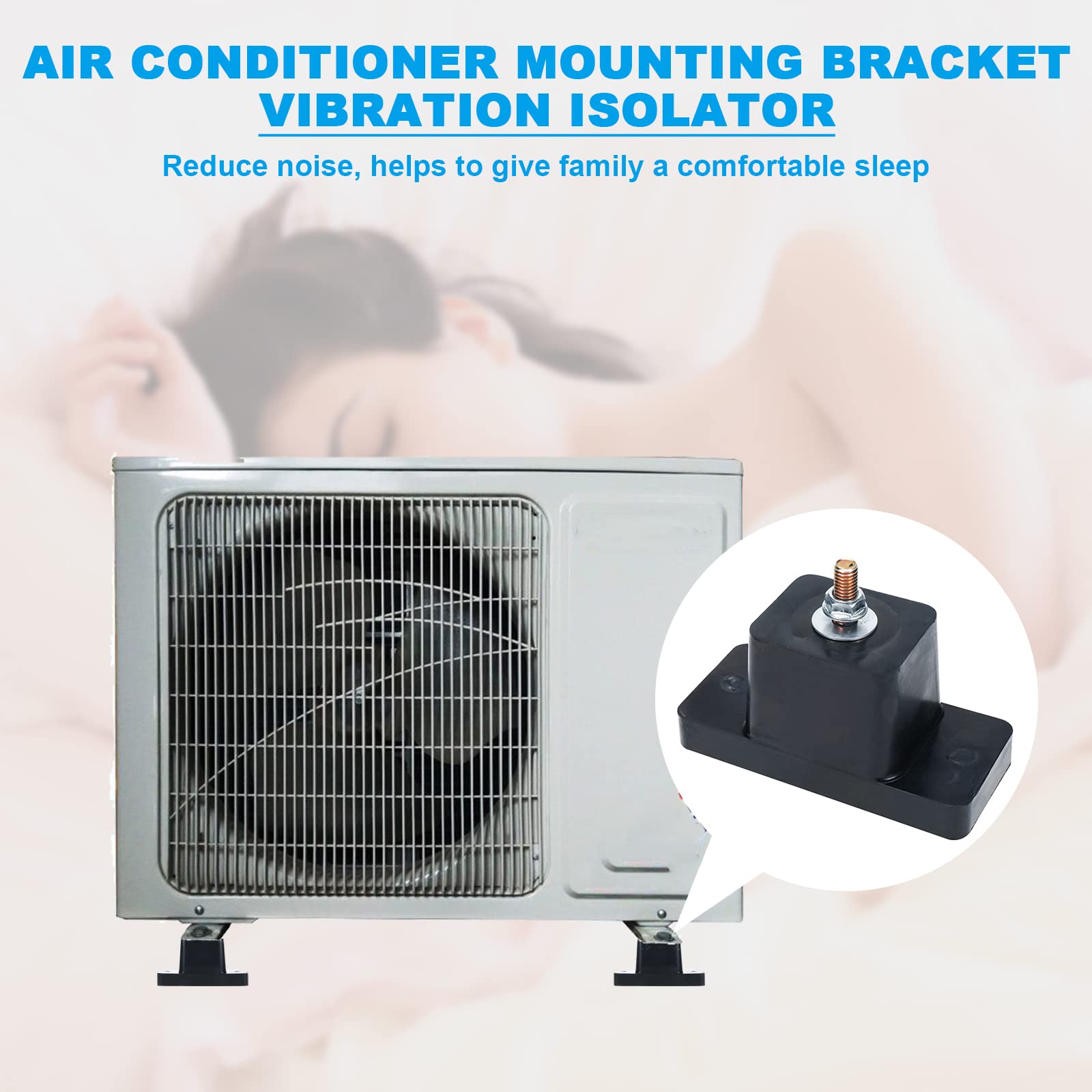Patioer Air Conditioner Shock Pad 8 Pack, Rubber Vibration Isolator Anti-Vibration Air Conditioner Mounting Bracket Shock-Proof Pads