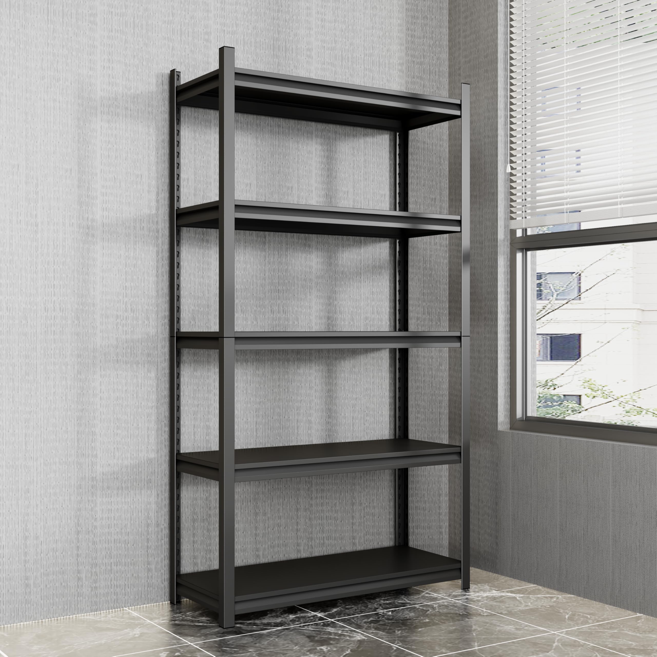InaryLof Metal Garage Shelving, Adjustable 5-Tier Heavy Duty Shelving, 2800 LBS Garage Shelving Unit and Storage,Garage Storage Shelves for Basement,Warehouse,Kitchen (15.7" D*35.5" W*72" H)