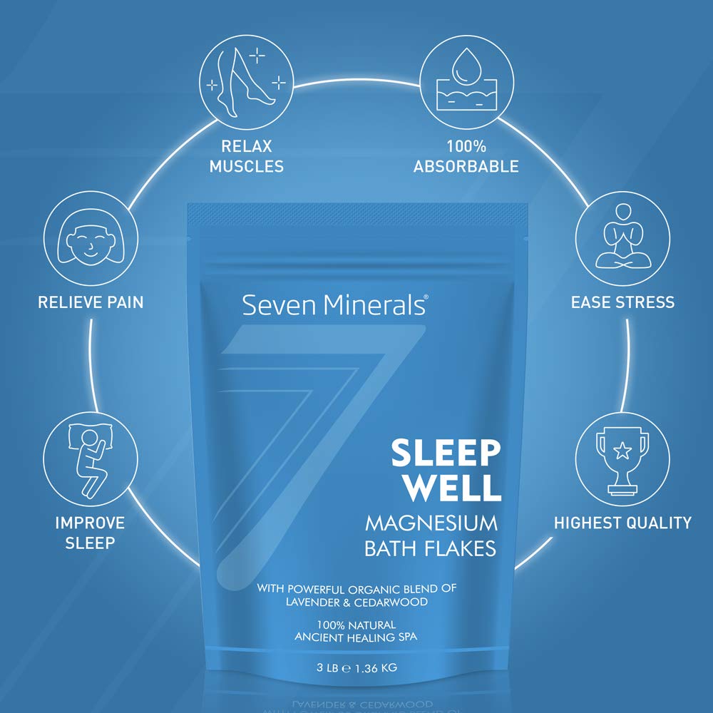 SleepWell Magnesium Chloride Flakes 3lb – Absorbs Better Than Epsom Salt - Unique & Natural Full Bath Soak Formula for Healthy Relaxation - with Cedarwood & Lavender
