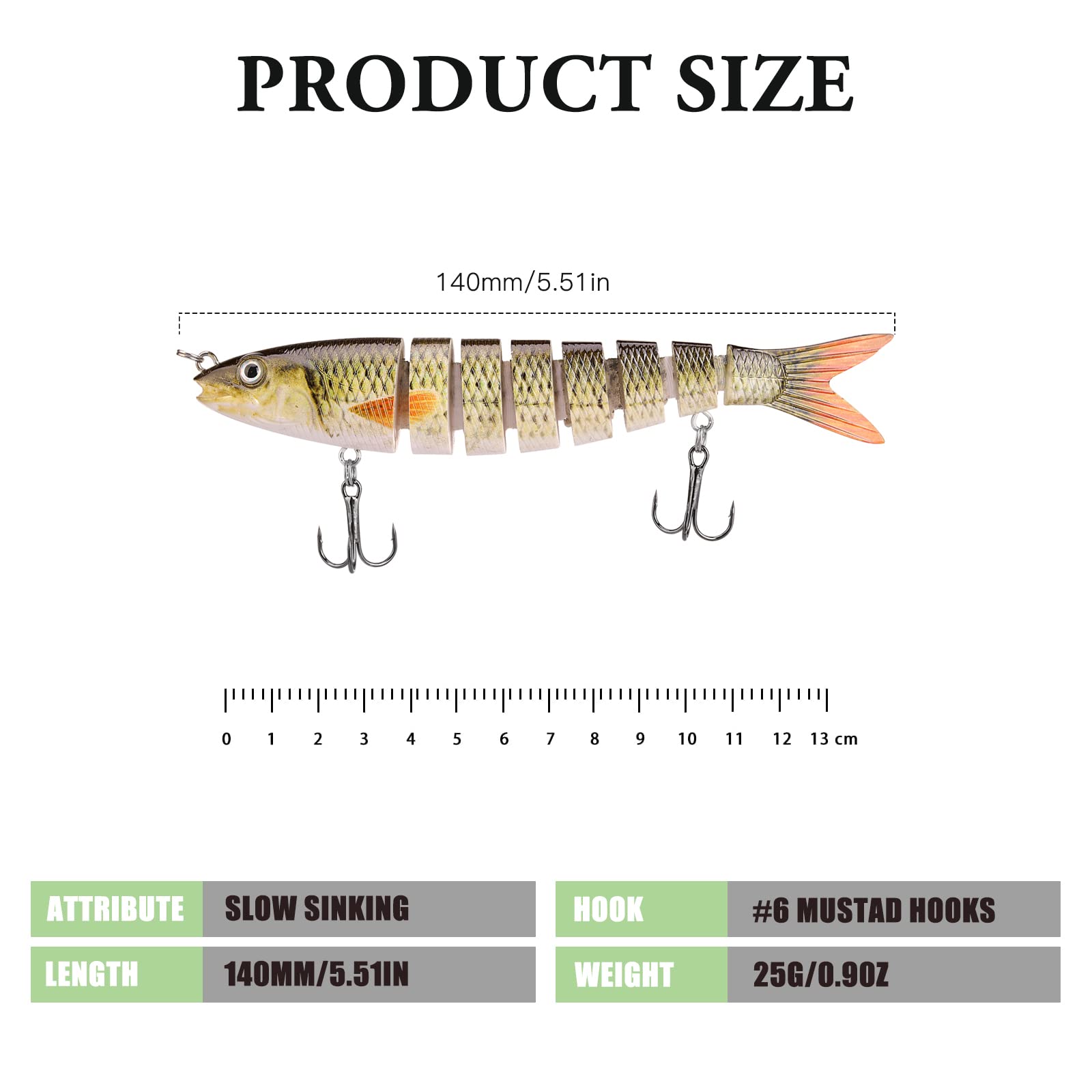 Pumowu Fishing Lures Set, Multi-Stage Bait ,Slow Sinking Bionic Bait , Freshwater Saltwater bass Bionic Bait bass, Men's Fishing Gift