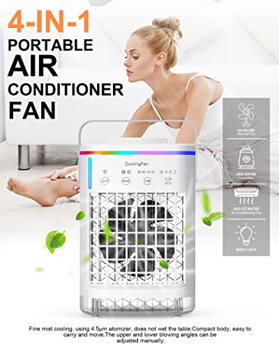 Portable Air Fan, Evaporative Air Cooler with 7 Color Light, Fans that Blow Cold Air, Personal Air Conditioner Fan for Room Office Table