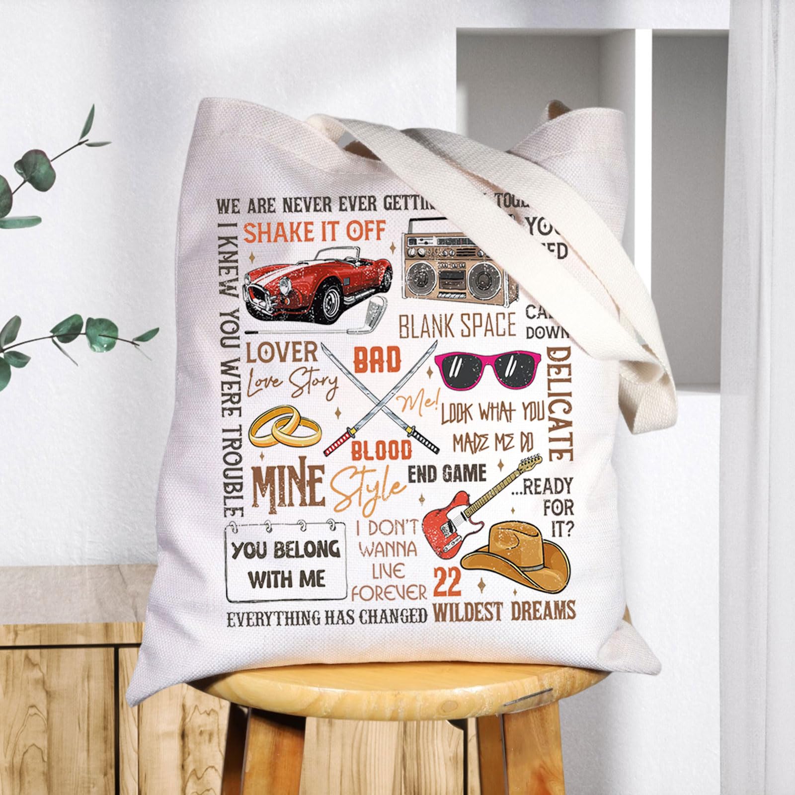 BWWKTOP WZMPA Singer Album Canvas Tote Bag Singer Tour Gifts Song Lyrics Shoulder Bag Singer Merchandise (WE ARE NEVER)