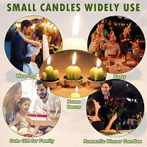 Outee 12 Pcs Cactus Tealight Candles Handmade Delicate Succulent Candle Cactus Candles Smokeless Aromatherapy Mini Candles Tea Lights 12 Styles for Home Décor Birthday Gift Party Wedding SPA
