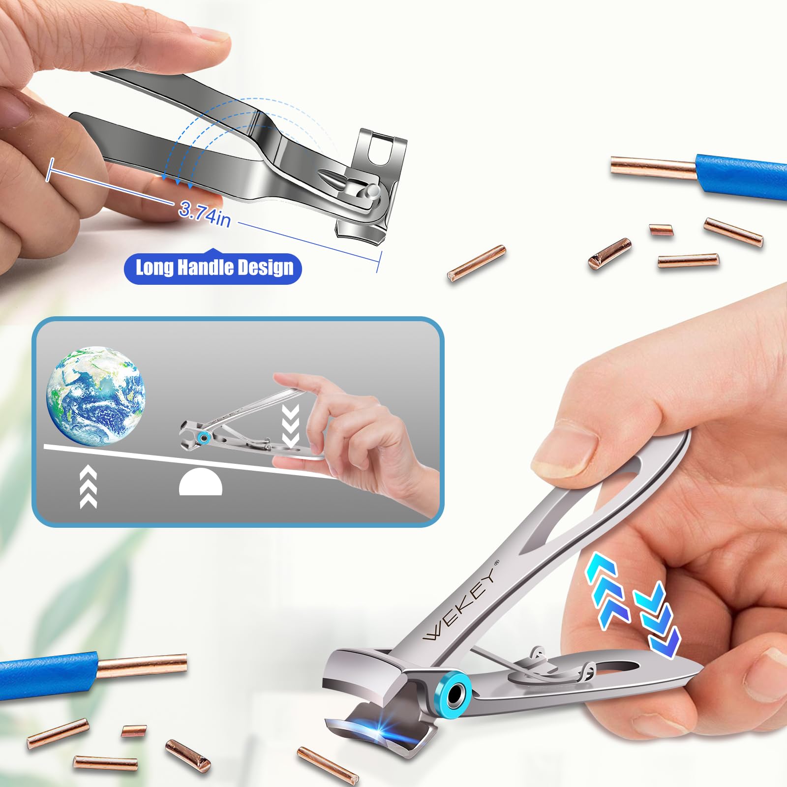 Nail Clippers for Men-Toe Nail Clipper for Thick Toenail &360 Degree Rotary Nail Clipper with Long Handle Easy Grip,Sturdy Sharp Heavy Duty Nail Clippers for Seniors with Nail File Cuticle Trimmer