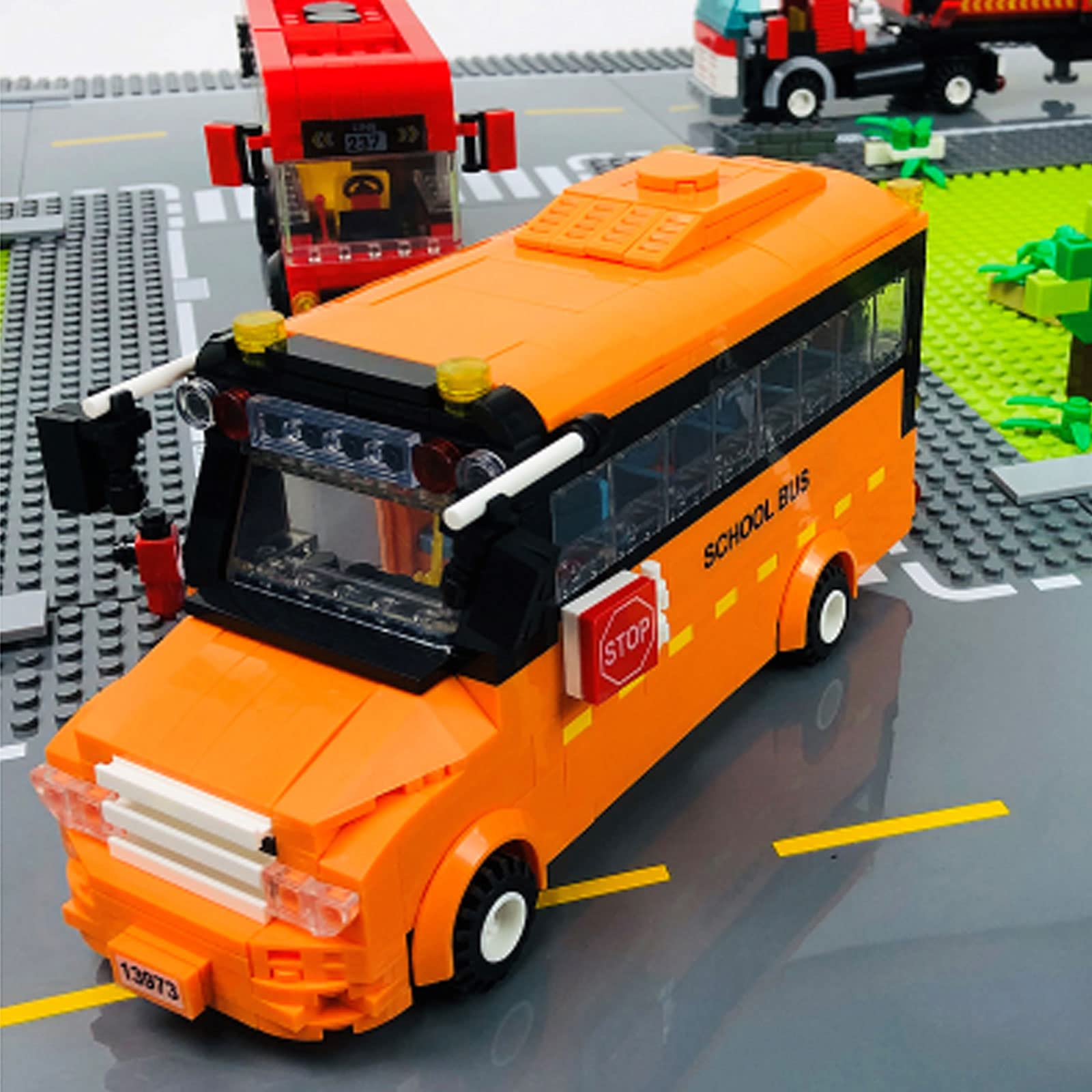 Wange School Bus Toys for Kids Children's Building Blocks London Bus Vehicles Model Kid's Creative Car Gift Construction PlaySet (School Bus)