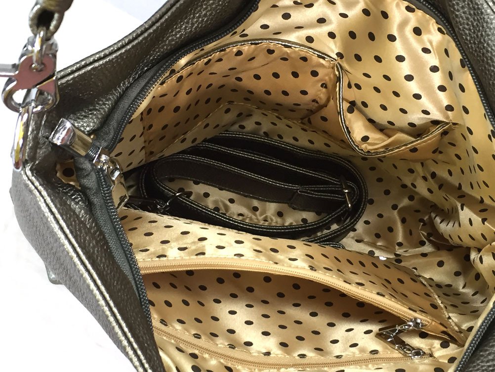 Zzfab Coin Circle Sparkle Hobo Bag with Tassel Pewter