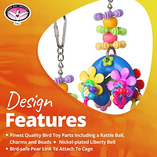 Super Bird Creations SB1085 Flower Power Bird Toy, Small/Medium Bird Size, 7" x 2.5" x 2"