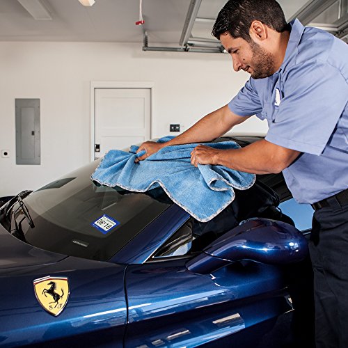 MW Pro Detail Microfiber Car Towels (24"x 36") | 400 GSM | 80/20 Blend | Tagless | Soft Satin Piped Edges | All-Purpose Auto Detailing - Wax, Buff, Polish, Wash, Dry | 2 Pack (Blue)