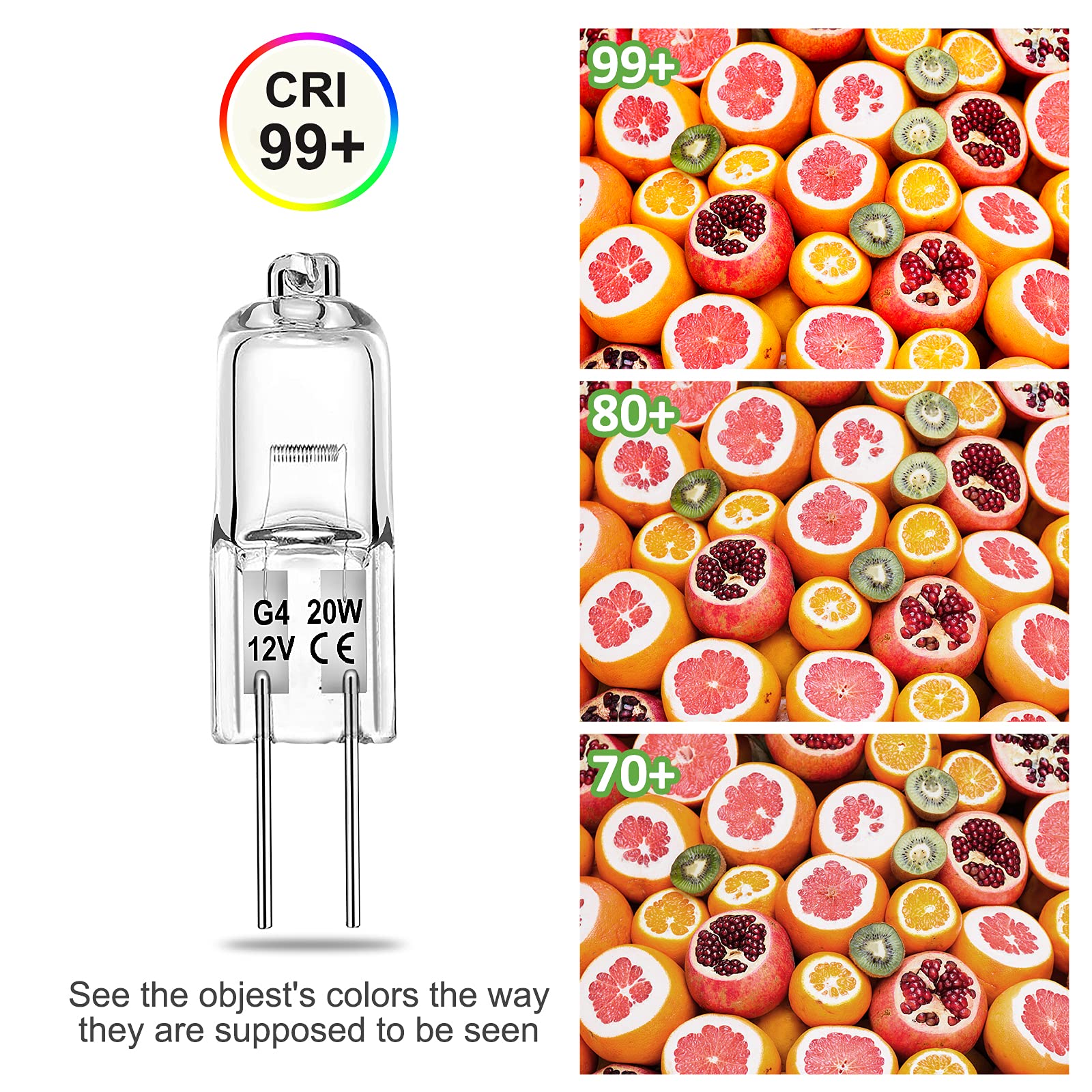 Shaquesy G4 Halogen Light Bulbs, 12 Pack 12V 10W 2 Pin Dimmable Long Life Halogen Bulbs Warm White 2800K for Oven,Kitchen Hood, Chandeliers, Under Cabinet Light Bulbs