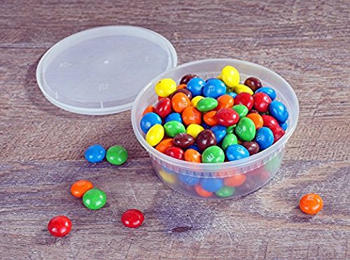 Mr. Miracle Deli Containers with Lids - 15 Pack of 8 oz Clear Airtight Reusable Plastic Food and Multi-Purpose Containers - Microwave, Freezer, and Dishwasher Safe