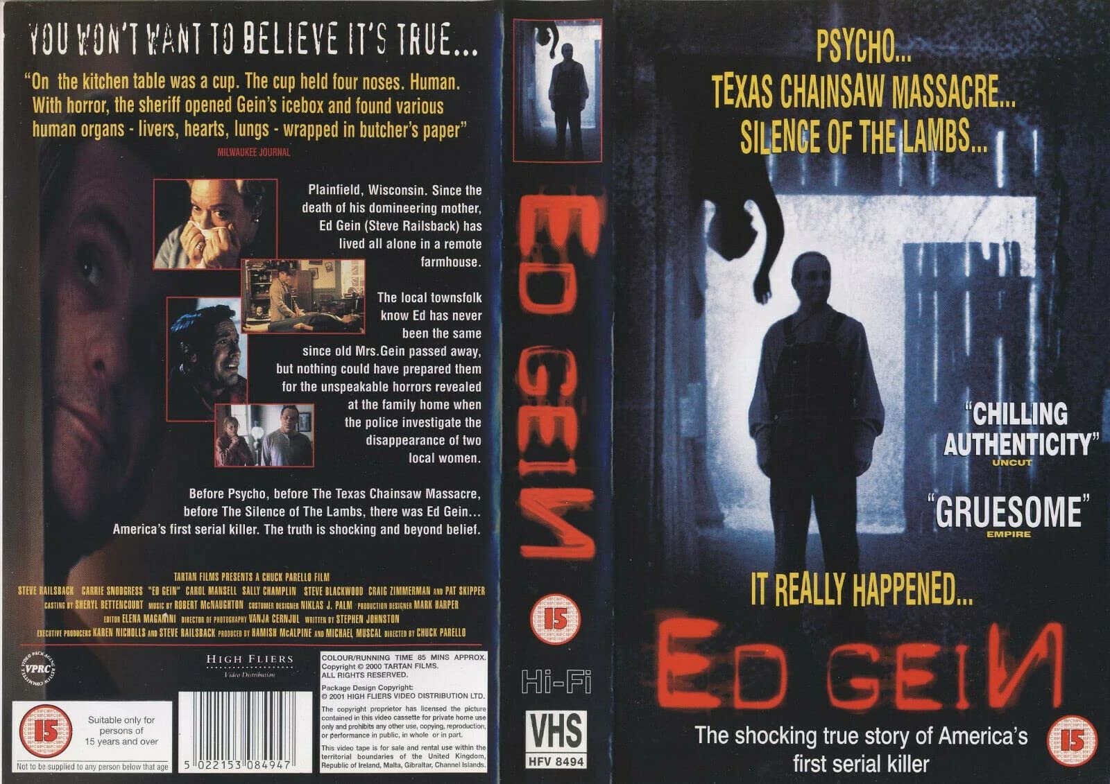 Ed Gein: Based On True Events - Psychotic Serial Kiler - Large Box - Pal VHS