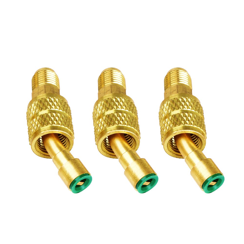 LBG Products R410a Adapter with Thimble for Air Conditioner Ductless Mini Split HVAC System, 5/16 '' Female SAE Quick Couplers x 1/4'' Male Flare(3 Pcs)