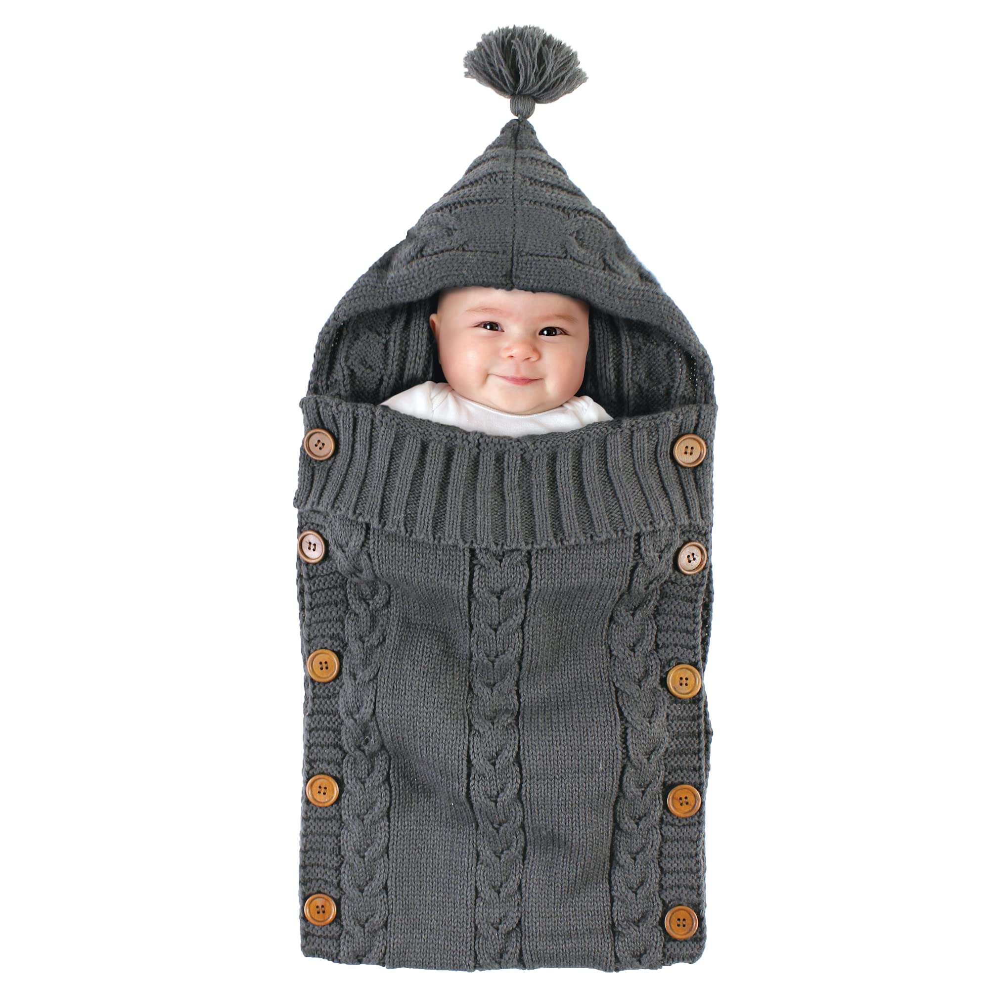 Hudson Baby Unisex Baby Knitted Baby Lounge Stroller Wrap Sack, Blushing Bride, One Size