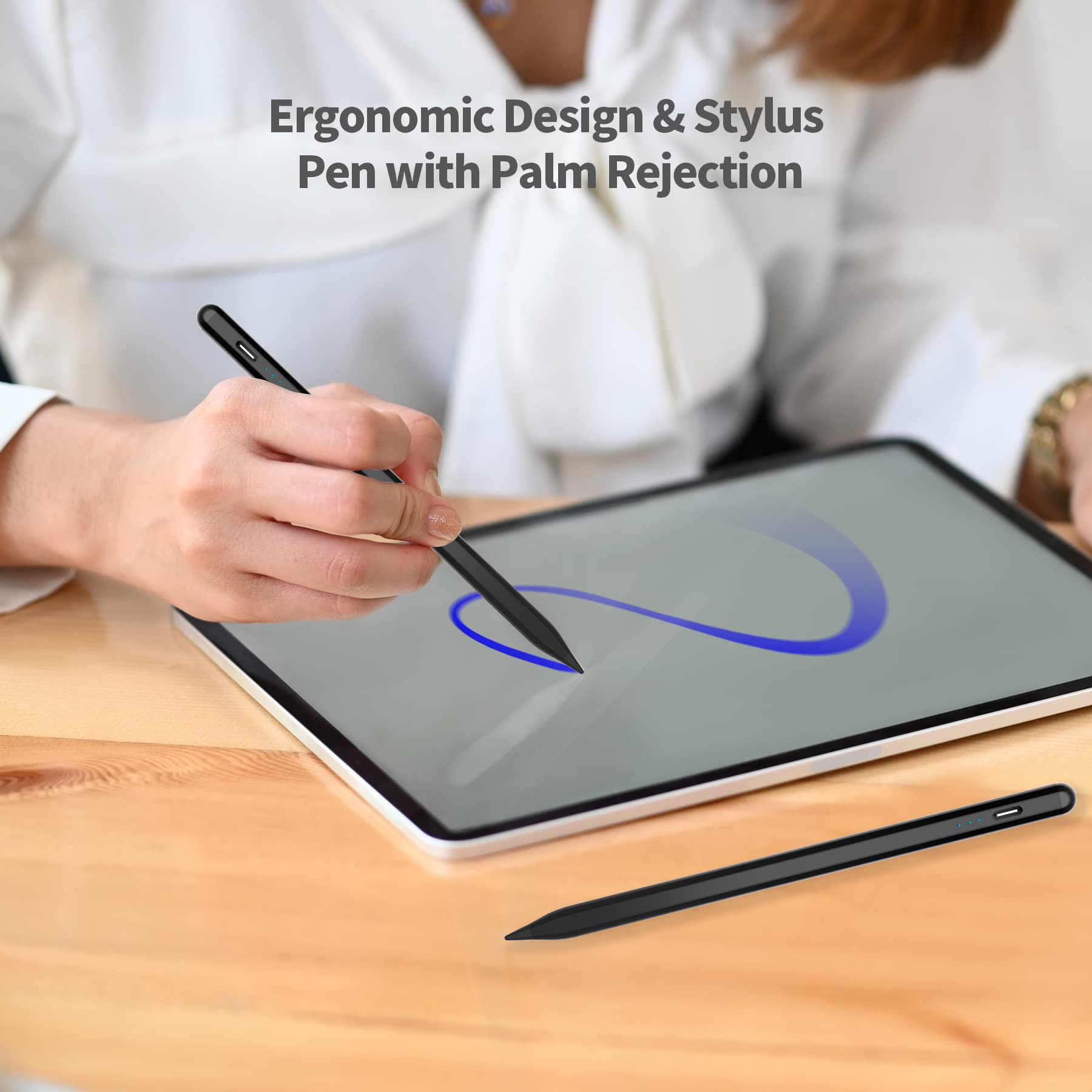 Stylus Pen Compatible with Apple Pencil 2nd Generation, iPad Air 4th/5th, iPad Mini 5th/6th, iPad Tablets, iPad Pro 11/12.9-inch (2018-2022), Palm Rejection, Tilt, Magnetic Adsorption, Power Display