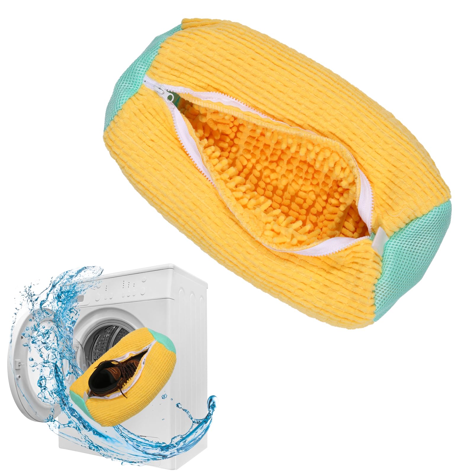 Shoe Washing Bag, Shoe Washing Bag for Washer and Dryer, Reusable Laundry Shoe Washing Bag for Different Shoe Types and Sizes(Yellow 1PC)