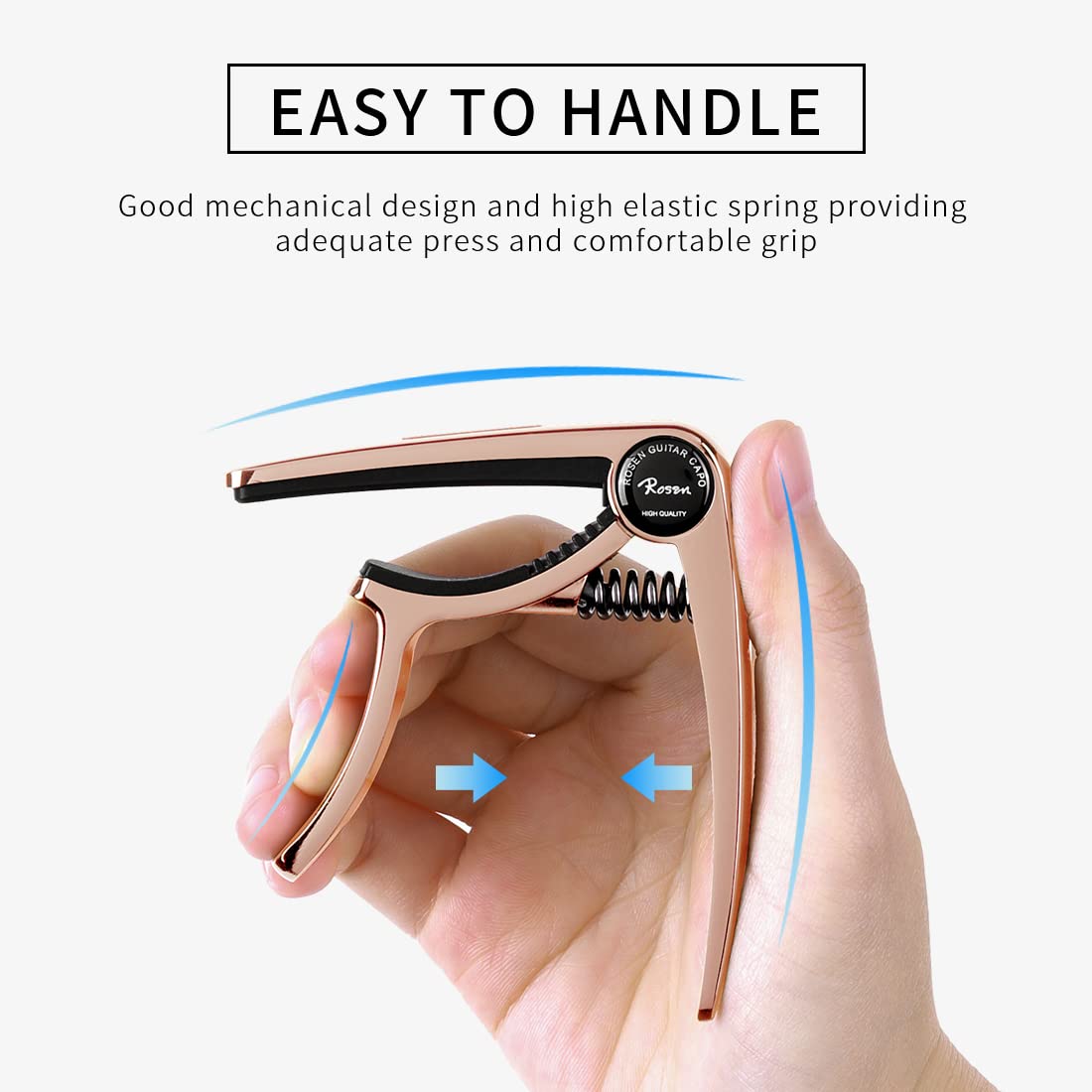 Rosen Champagne Guitar Capo 3in1 Metal Capo Picks Set for Acoustic Guitar Electric Guitars Ukulele Mandolin Banjo