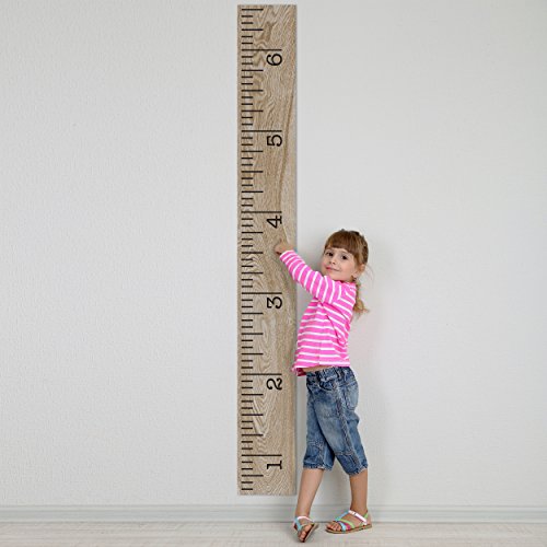 Vinyl Growth Chart | Single Transfer for Easy Application | Kids DIY Height Wall Ruler Kit | Large Measuring Tape Sticker Number Decal Wood Measure Chart Wooden Board Children Decor Growing Baby Room