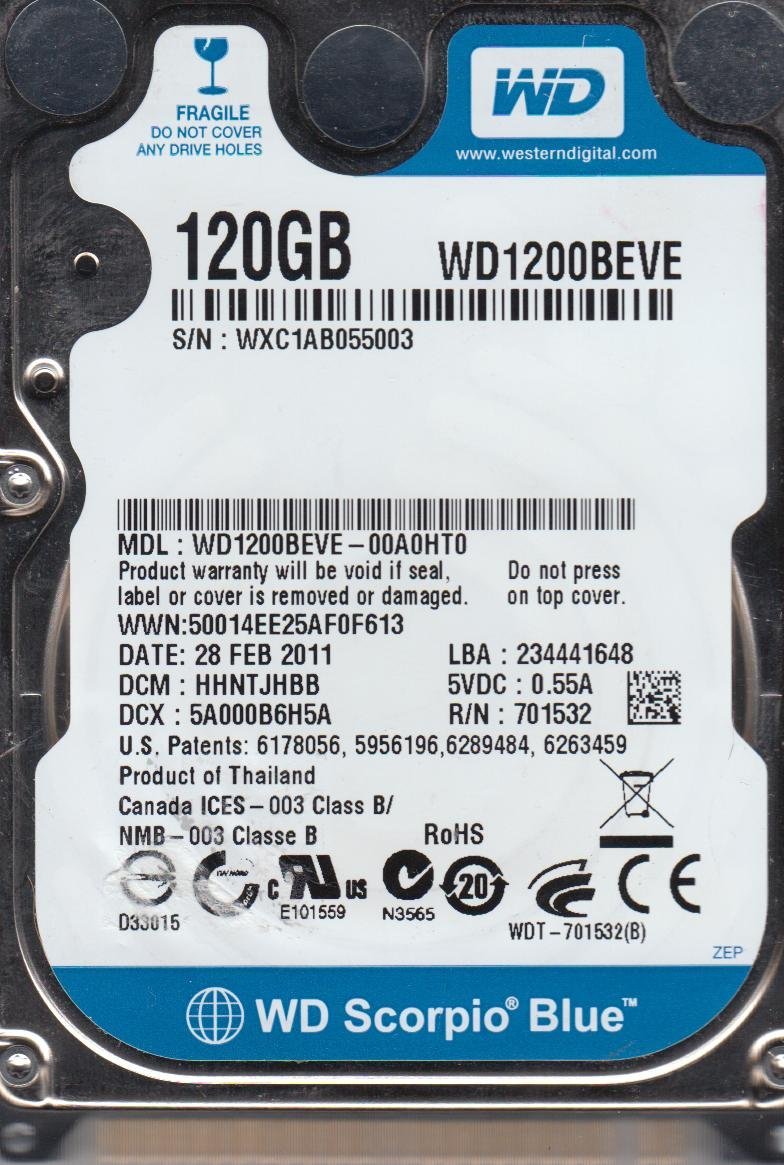 WD1200BEVE-00A0HT0 Western Digital 120GB 5400RPM ATA 100 2.5 inch Scorpio Hard Drive