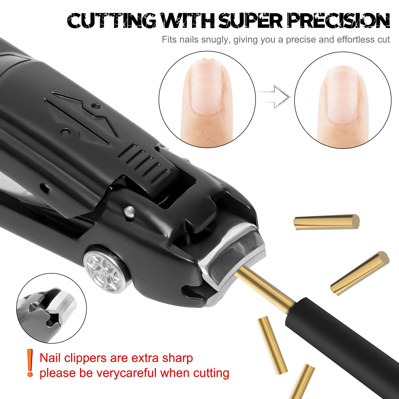 Donruby Nail Clippers Set, Nail Clippers for Men with Catcher - Car Shape Anti-Splash Toe Nail Clippers, Ultra Sharp Sturdy Fingernail and Toenail Clipper Cutters - With Cell Phone Stand Function