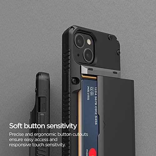 VRS DESIGN Damda Glide Pro Phone Case for iPhone 13, Sturdy Semi Auto Wallet [4 Cards] Case Compatible for iPhone 13 Case (2021) Black