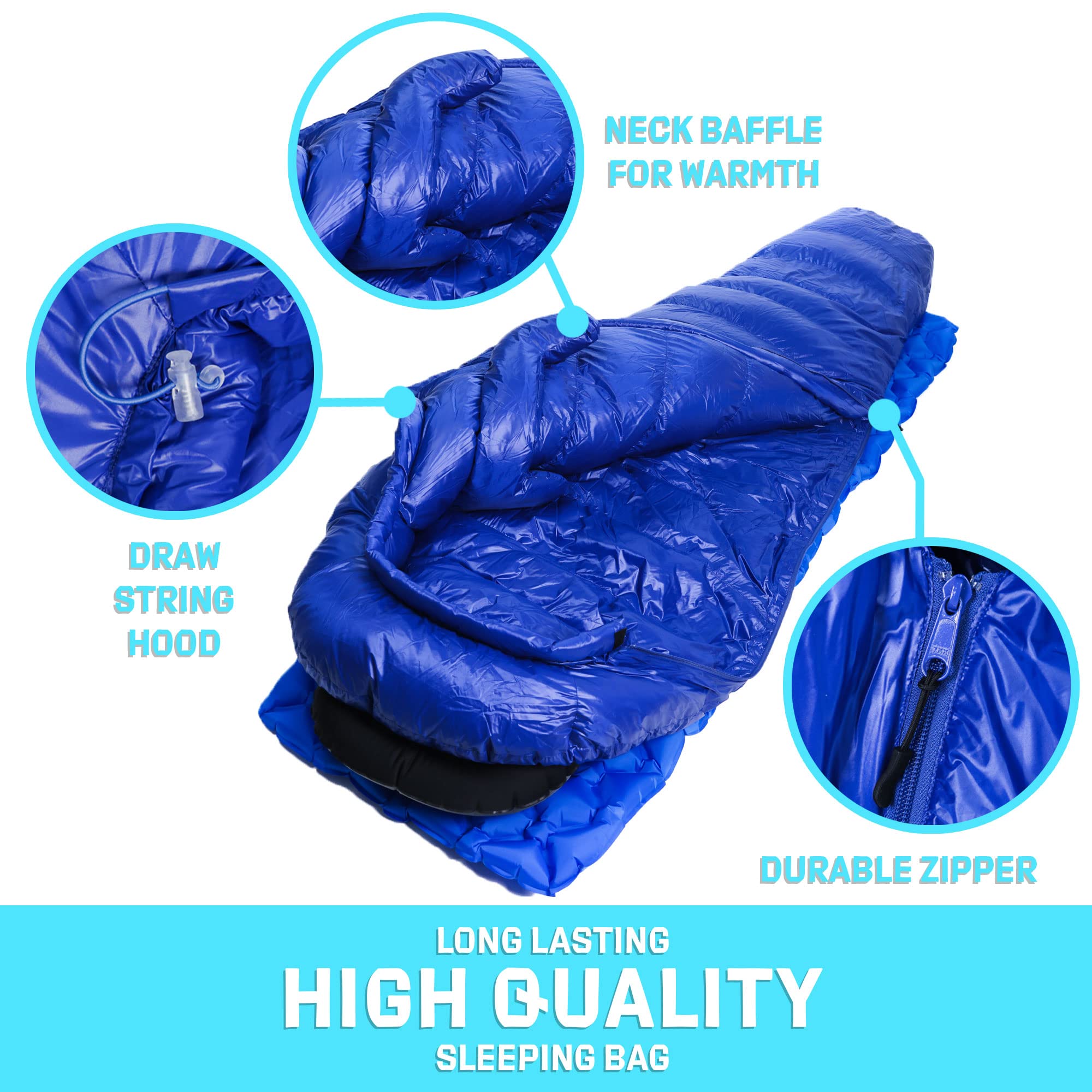 WETRIDGE Sleeping Bag with Pillow Kit, 0 Degree F RDS Down Sleeping Bag - Sleeping Bag Pillow - Adult Sleeping Bags - Sleeping Bags Adults - Mummy Camping Sleeping Bag Green